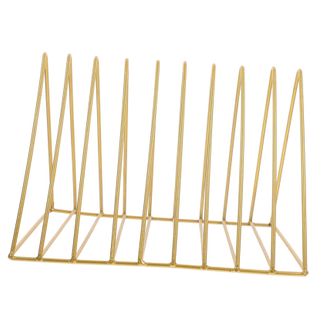 Cabilock Metall Bücherregal Dreieckiges Design Stabile Buchstützen Schreibtisch Organizer Für Bücher Magazine Akten Ordner Platzsparend Robust Langlebig