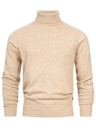 Indicode INMargous Pull classique &agrave; col roul&eacute; pour homme | Pull en tricot pour homme, Cr&egrave;me irlandaise, XL