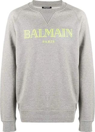 Balmain Homme, Sweatshirts et sweats &agrave; capuche, Gris, Taille: S Sweat imprim&eacute; devant Gris Fabriqu&eacute; en Italie