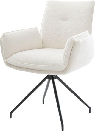 DELIFE Polsterstuhl NELA-Flex Kreuzgestell konisch Schwarz Boucl&eacute; Soft Beige