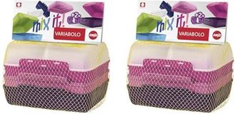 Emsa 517052 Variabolo 4-teiliges Frischhaltedosen Girls-Set, 16 x 11 x 7 cm, beidseitig zu öffnen, platzsparend ineinander stapelbar, rosa (Packung mit 2)