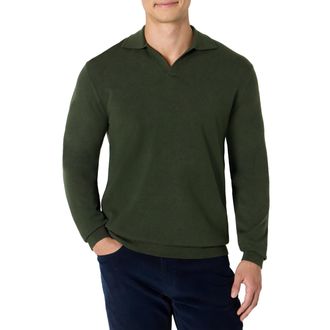 Amazon Essentials Herren Langarm-Polopullover aus Strick, Regular Fit, Dunkles Olivgr&uuml;n, XXL