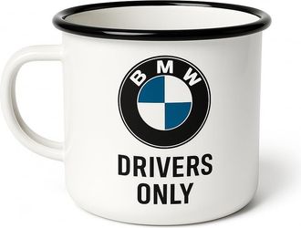 BMW Drivers Only Emaille Kaffee Becher Kaffeetasse Camping Emaille-Becher