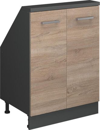Vicco Meuble de rangement sous pente Rion 60x81.6cm - Sonoma/Anthracite - Construction robuste en panneau de particules - 2 portes pratiques