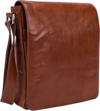 Leonhard Heyden Leder Umh&auml;ngetasche Tablettasche mit Laptopfach Cambridge Messenger Bag Cognac braun