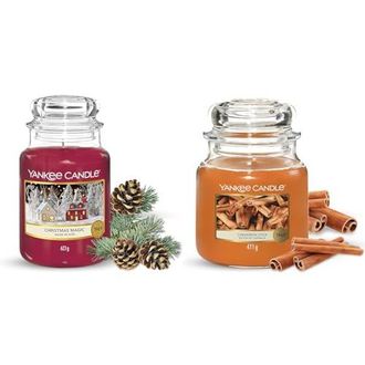 Yankee Candle Company Duftkerze im Glas (Gro&szlig;e Kerze im Glas) | Christmas Magic | Brenndauer bis zu 150 Stunden & Duftkerze Mittelgro&szlig;e im Glas | Cinnamon Stick | Brenndaue