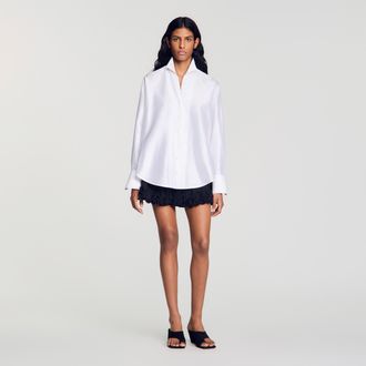Sandro Chemise oversize en soie satin&eacute;e