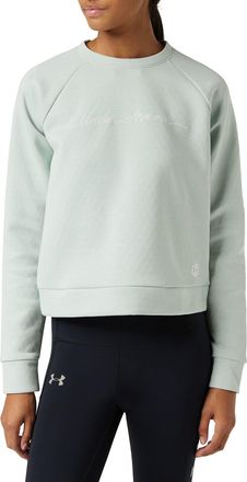 Under Armour Damen Oberteil Recovery Fleece Script Crew, Grün, S, 1344169-189