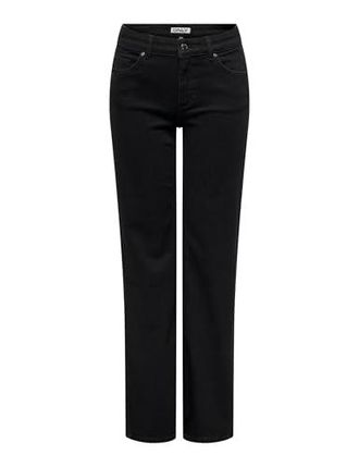 Only Only Onlblush Jean Rea2343 Mid Straight DNM Noos Jean pour Femme Noir Taille L x 32 l, Noir Denim, L x 32L