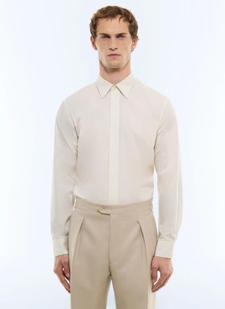 Fursac Chemise gorge cach&eacute;e en popeline - Taille 37 - Homme