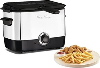 Moulinex Friteuse à huile, Capacité 1 L dhuile, 600 g de frites, Pour 2 portions, Température 150°C à 190°C, Compact, Hublot de contrôle, Minifrito AF220010, N