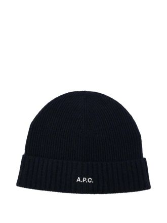 A.P.C. bonnet en maille côtelée - Bleu