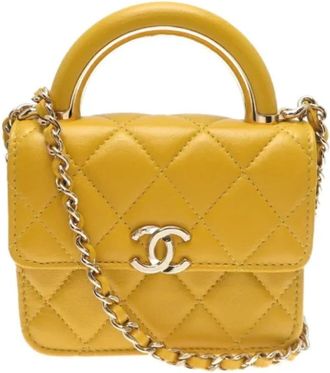 Chanel Pre-owned Cuir sacs-main - Femme - Pre-owned - Jaune - Taille: ONE Size