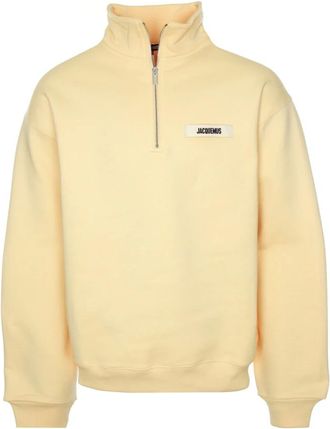 Jacquemus Homme, Sweatshirts et sweats &agrave; capuche, Beige, Taille: 2XL SweaT-shirt &agrave; Col Roul&eacute; Zipp&eacute; Gros Grain