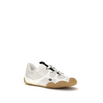 Valentino Garavani Womens White Calf Leather Bos Taurus Athletic Sneakers