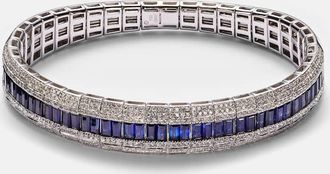 Shay Jewelry Armband Diamond Pave Scales Stretch aus 18kt Wei&szlig;gold mit Diamanten und Saphiren