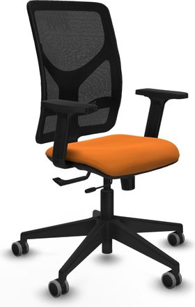 Piqueras y Crespo Schreibtischstuhl, orange, mit 2D-Armlehnen, h&ouml;henverstellbare Lendenwirbelst&uuml;tze, ausgestattet mit Syncro/Traslack und Schneideschaum, mit Rollen von