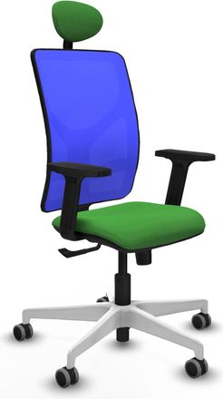 Piqueras y Crespo B&uuml;rostuhl ohne Rollen, mit 2D-Armlehnen, h&ouml;henverstellbare Lendenwirbelst&uuml;tze und festes Kopfteil, ausgestattet mit 3 Positionen, Blau/Gr&uuml;n