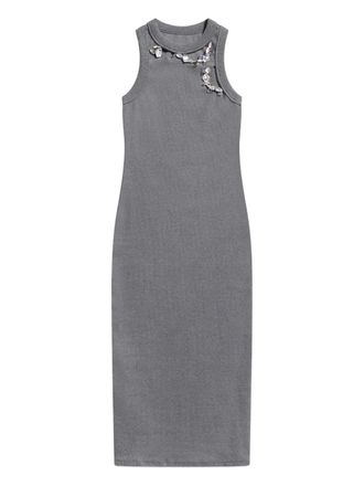 Area robe mi-longue à ornements en cristal - Gris