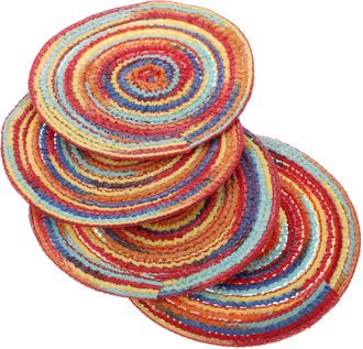 Garneck 4 Stück Teiliges Runde Baumwoll Tischsets Hitzebeständig Geflochtene Untersetzer rutschfest für Wohnküche Esszimmer Boho Stil Rot