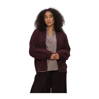 Summum Cardigan mit Puff&auml;rmeln- kuscheliger Melange-Strick - - Knitwear - Damen - Braun - S