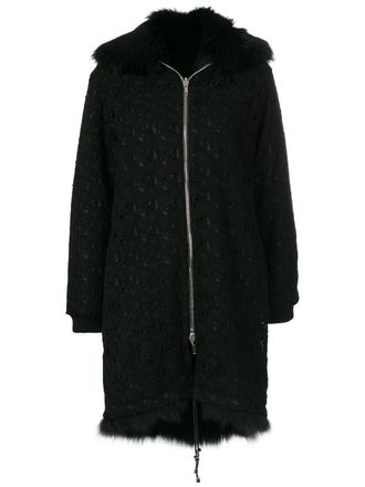 Giambattista Valli mantau doubl&eacute; en fourrure de renard - Noir