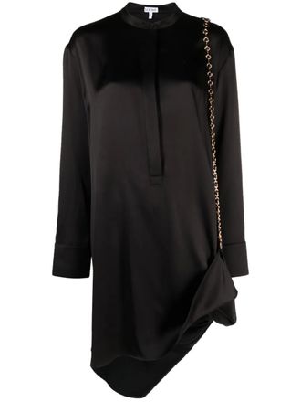 Loewe robe-chemise Chain en soie - Noir