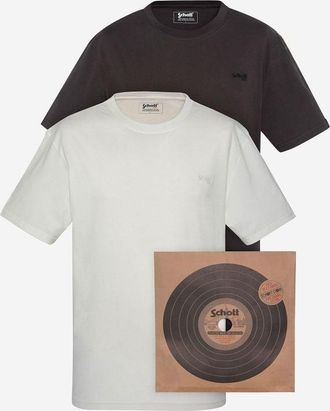 Schott NYC Tee Shirt Tsbase01 washed black / off white