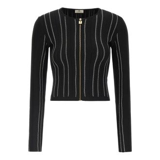Elisabetta Franchi Strickjacke aus Strickstoff - - Knitwear - Damen - Schwarzk - M