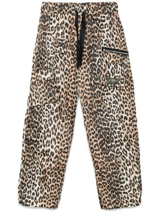 Ganni pantalon cargo court - Marron