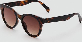Mango Lunettes de soleil monture ronde chocolat - Femme - Taille unique - MANGO