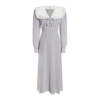 Alessandra Rich Femme, Robes, Gris, Taille: 38 FR Ruffled Polka Dot Midi Dress