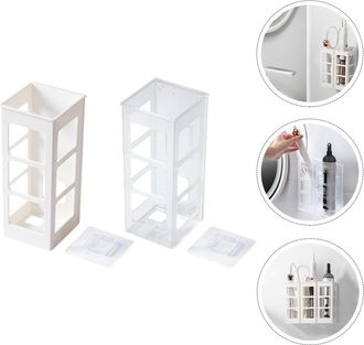 BESPORTBLE Lockenstabhalter und Haartrocknerhalter Wandmontage ohne Bohren Organizer f&uuml;r Haarwerkzeuge aus Kunststoff 2 St&uuml;ck Wei&szlig; Transparent Platzsparend f&uuml;r B