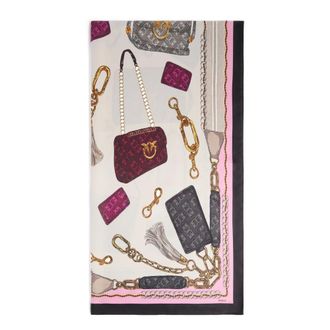 Pinko Pinko, unisex, Accessoires, Multicolore, Taille: ONE Size Foulard en twill avec imprim&eacute; de sacs et logo