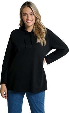 Ulla Popken Damen, Kapuze, Flammgarn, Langarm, Biobaumwolle Sweatshirts, Black Beauty, 42-44