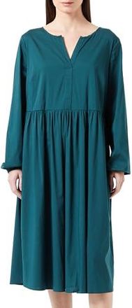 Cream Womens Dress Long Sleeves V-Notch Neck Below Knee Length Casual Fit