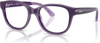 Ray-Ban Rb1950 Optics Kids Bio-based Violett Auf Violett Transparent Fassung Klar Glas Polarisiert 46-17
