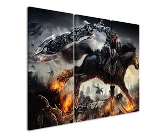 Bilderwelten Leinwandbild 3 teilig Darksiders_War_Rides_3x90x40cm (Gesamt 120x90cm) _Ausf&uuml;hrung sch&ouml;ner Kunstdruck auf echter Leinwand als Wandbild auf Keilrahmen