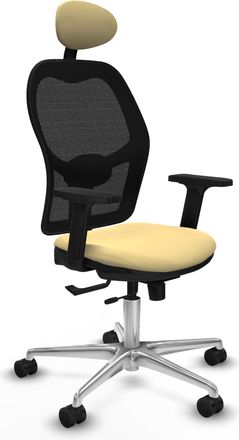 Piqueras y Crespo B&uuml;rostuhl mit Kopfst&uuml;tze Jorquera mit 2D-Armen, h&ouml;henverstellbarer Lendenwirbelst&uuml;tze und festem Kopfteil, ausgestattet mit Syncro/Traslack. Schwarz/C