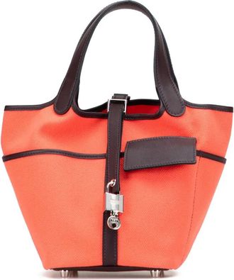 Hermès sac à main Cargo Picotin Lock 18 en toile Goeland et cuir Swift (2023) - Rose
