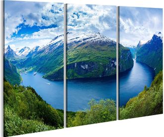 Islandburner Bild auf Leinwand Geiranger Fjord Schöne Natur Norwegen Natur Leinwandbild Wandbild Prime Bilder für Wohnzimmer etc
