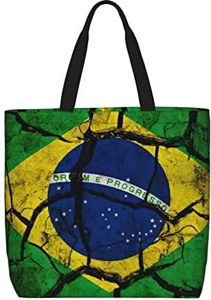Generic Sac De Courses Drapeau Br&eacute;silien Sac Tissu Lavables Pliable Sacs En Toile Pour Femmes, Pour &Eacute;cole, Voyage, Burea, Shopping