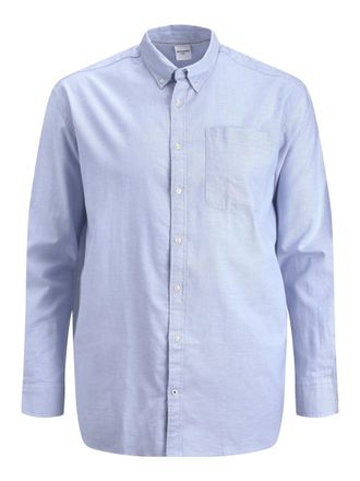 Jack & Jones Herren Jack & Jones Einfarbiges Plus Size Hemd | Basic &Uuml;bergr&ouml;&szlig;en Langarm Shirt | Uni Business JJEOXFORD, Farben:Blau, Gr&ouml;&szlig;e Hemd:3XL