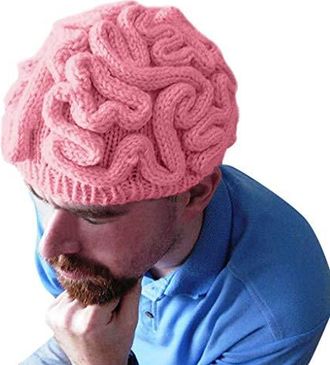 Generic Bonnet tricot&eacute; au crochet pour adultes, cerveau, cerebrum, enfants, casquette de personnalit&eacute;, chapeau envoy&eacute; pour homme, rose, Taille unique