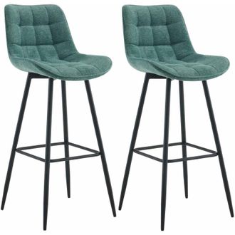 Clp Lot de 2 tabourets de bar Dartford Vert Tissu