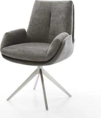 DELIFE Drehstuhl Clea-Flex Boucl&eacute; Soft Schlamm Kreuzgestell breit Edelstahl 360&deg; drehbar Wippfunktion, Esszimmerst&uuml;hle