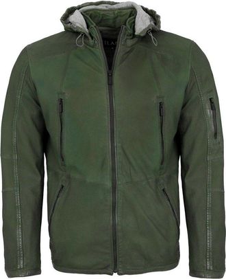 Jilani Lederjacke Zack-3 Jilani - Herren Lederjacke Kapuze Nubukleder grün