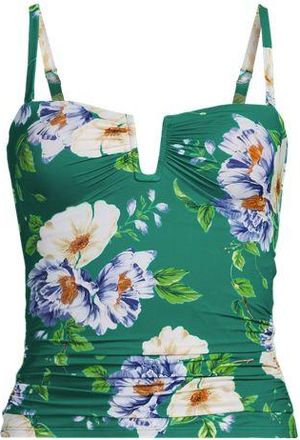 Lands End Bandeau-Tankini-Top Slender in Lang-Größe, Damen, Größe:10 regular, Grün, Elasthan/Nylon-Mischung, by Lands End