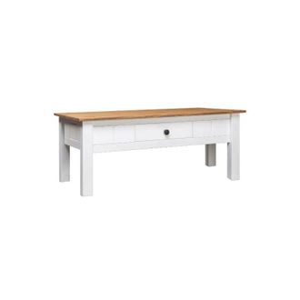 Les Tendances Table basse rectangulaire 1 tiroir pin massif clair et blanc Iris