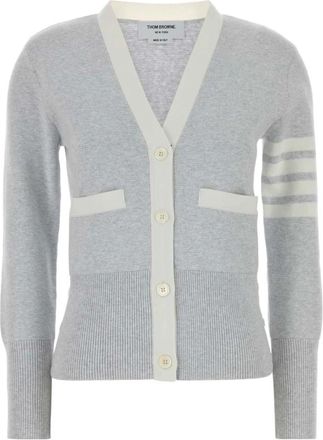 Thom Browne Femme, Pulls, Gris, Taille: 34 FR Cotton Cardigan